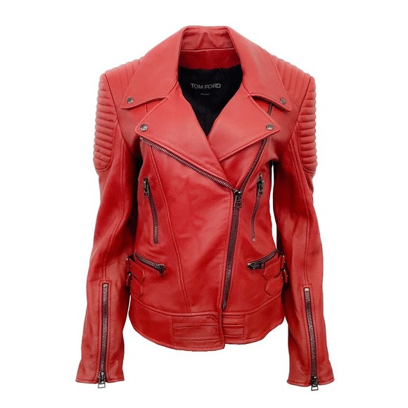 Tom Ford | Jackets & Coats | Tom Ford Red Leather Moto Jacket | Poshmark